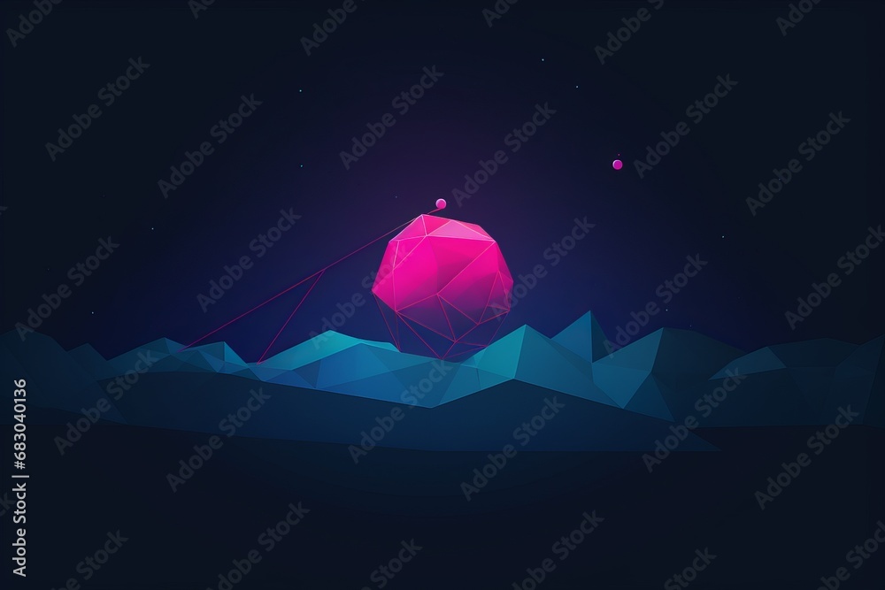 Striking minimal illustration of a teal mountain under a captivating ...