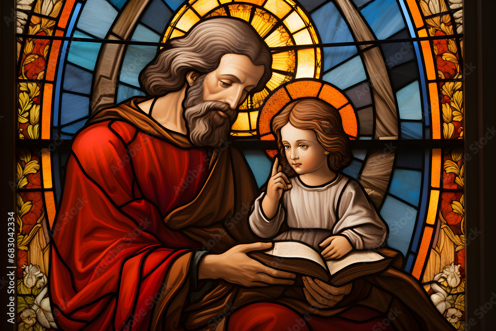 Photo & Art Print St, Joseph with Jesus Christ, the patron saint of the ...