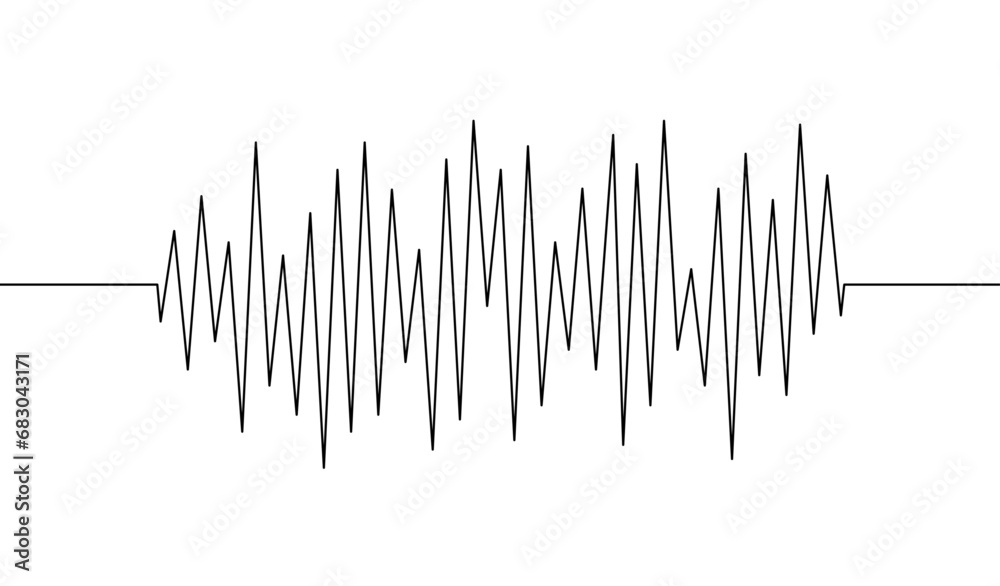 Wave one line. Continuous lines waves drawing. Art sound. Hand draw ...