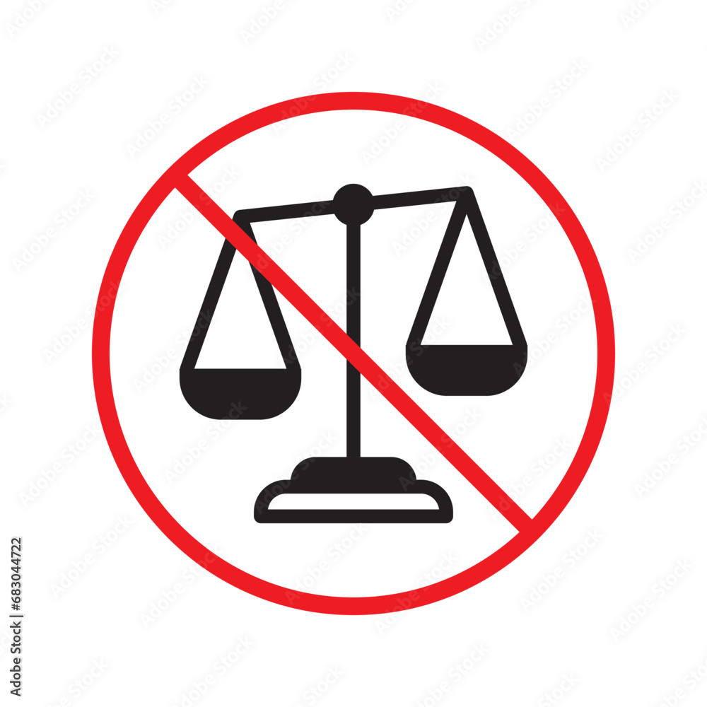 Forbidden balance vector icon. Warning, caution, attention, restriction ...