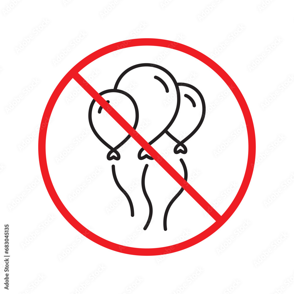 Forbidden balloon vector icon. Warning, caution, attention, restriction ...