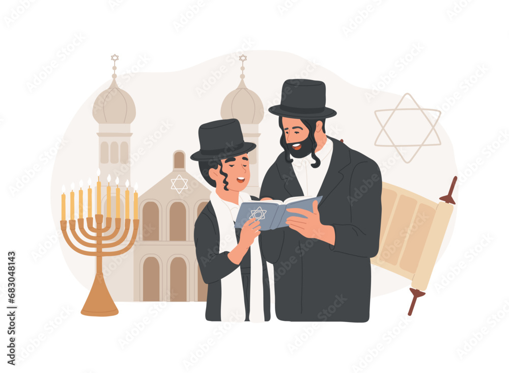 Judaism isolated concept vector illustration. Judaism monotheistic ...