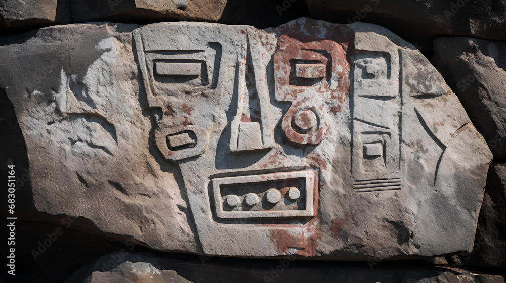 Ancient Rock Engravings: Primitive Petroglyphs, Silhouettes of Faces ...