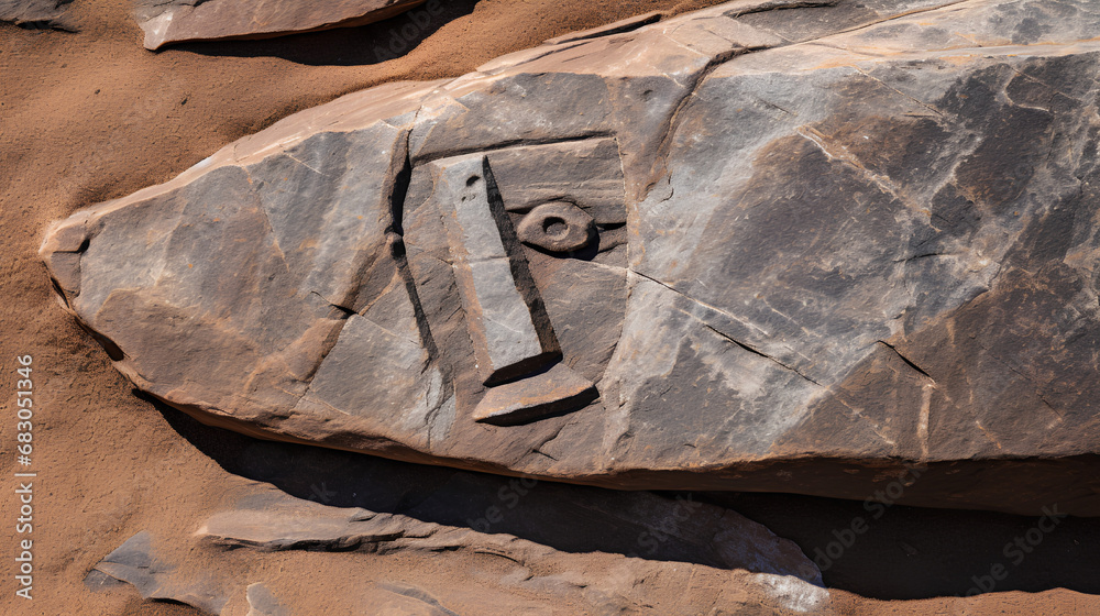 Ancient Rock Engravings: Primitive Petroglyphs, Silhouettes of Faces ...