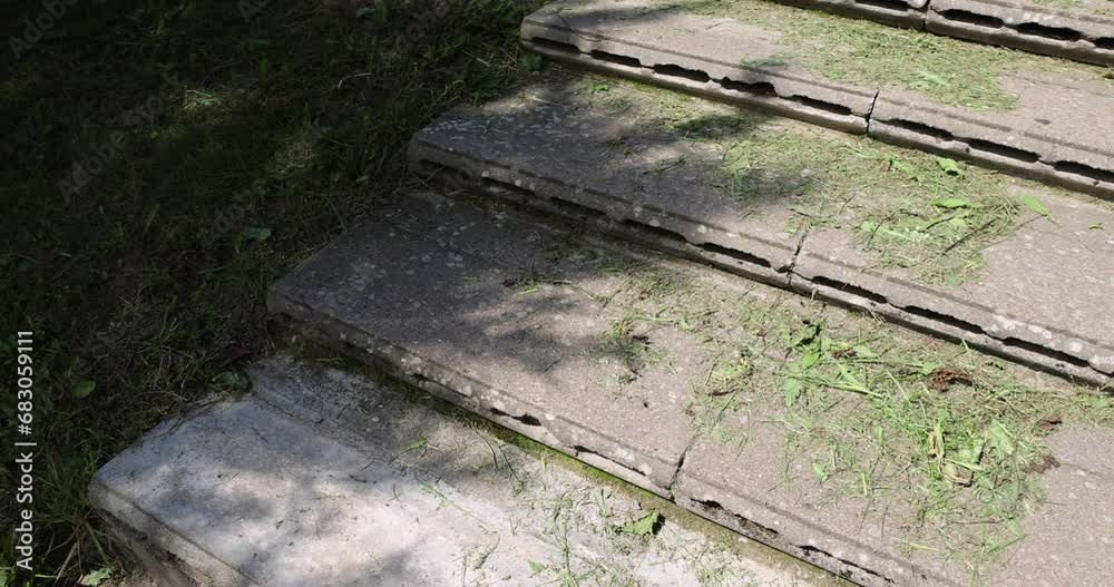 concrete steps of a homemade staircase made of blocks, building blocks ...