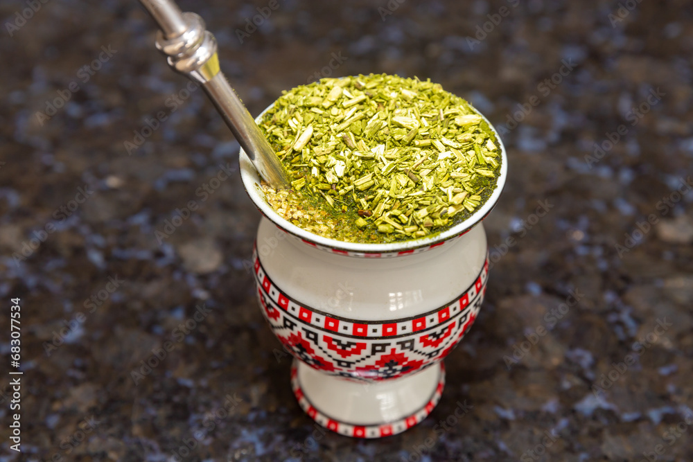 Traditional Brazilian chimarrão, a typical drink from the south of the ...