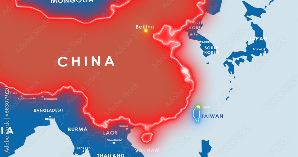 Map of China and Taiwan. Possible crisis in relationships. Stock ...