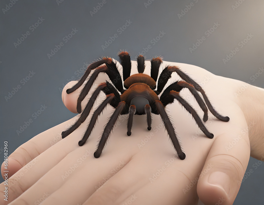 Tarantula spider on a man's hand close up. Tarantula spider as a pet ...