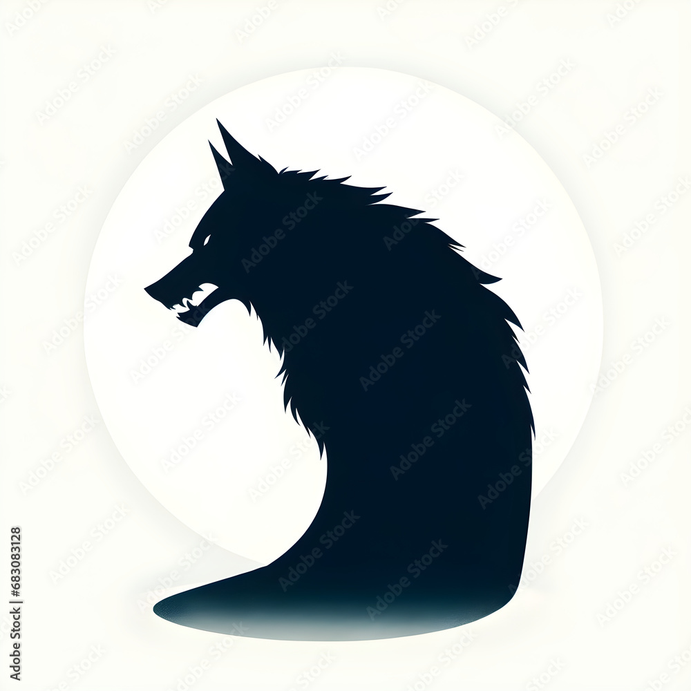Intimidating Wolf Silhouette with Detailed Fur Texture in Moonlit ...