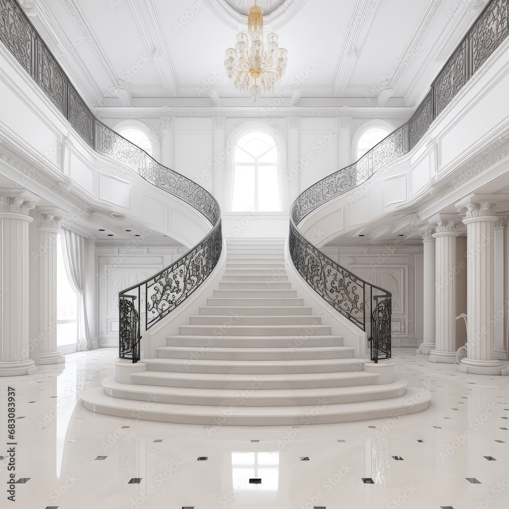 Marble Grand Stairway, Mansion Grand Stair, Big White Palace Stairs ...