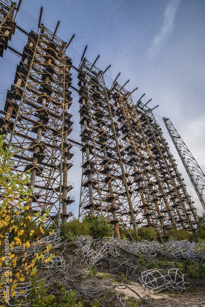 Soviet Duga radar in abandoned military base Chernobyl-2 in Chernobyl ...