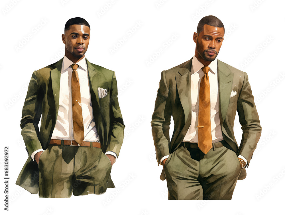 Black man watercolor clipart illustration with isolated background ...