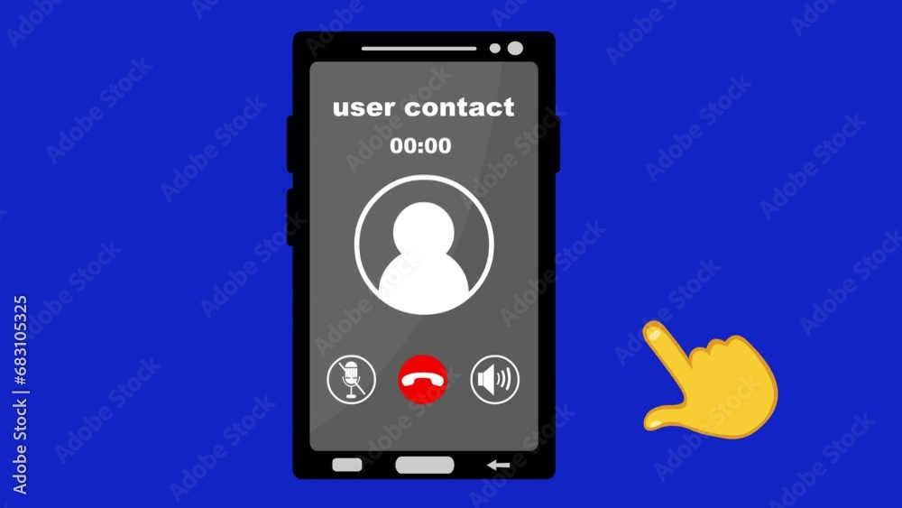 video animation yellow hand cartoon answering incoming call from mobile ...