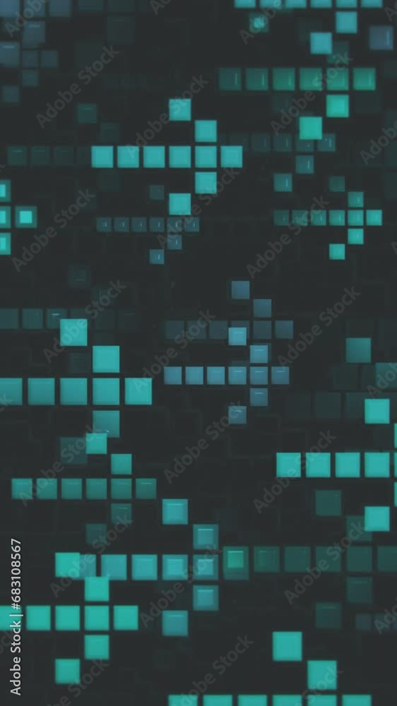 Vertical video - shiny green pixelated digital arrows motion background ...