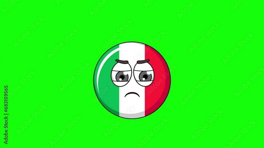 Angry emoticon of flag of italy character, loop animation emoji Stock ...