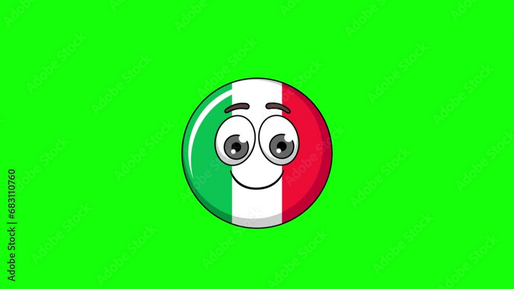 flag of italy emoticon emoji with a face savoring food, cartoon ...