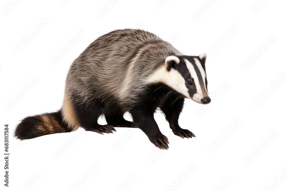a high quality stock photograph of a single cute smiling badger full ...