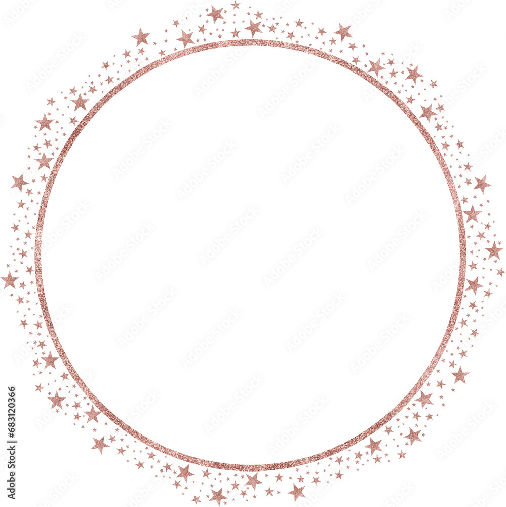 Rose Gold Circle Frame with Rose gold stars Sparkling clipart icon ...