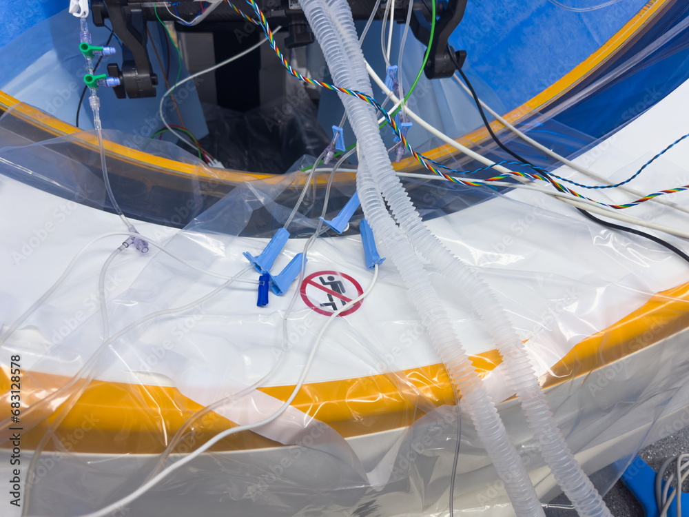 medical professional using airway equipment, mask, laryngoscope, and ...