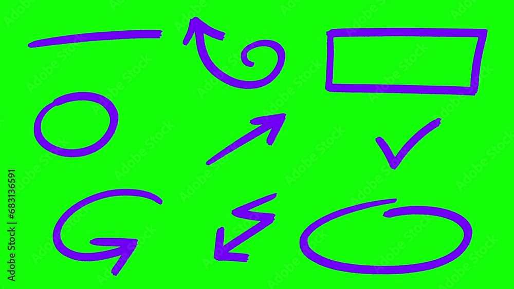 Arrows and a few other shapes blue violet version one on green ...