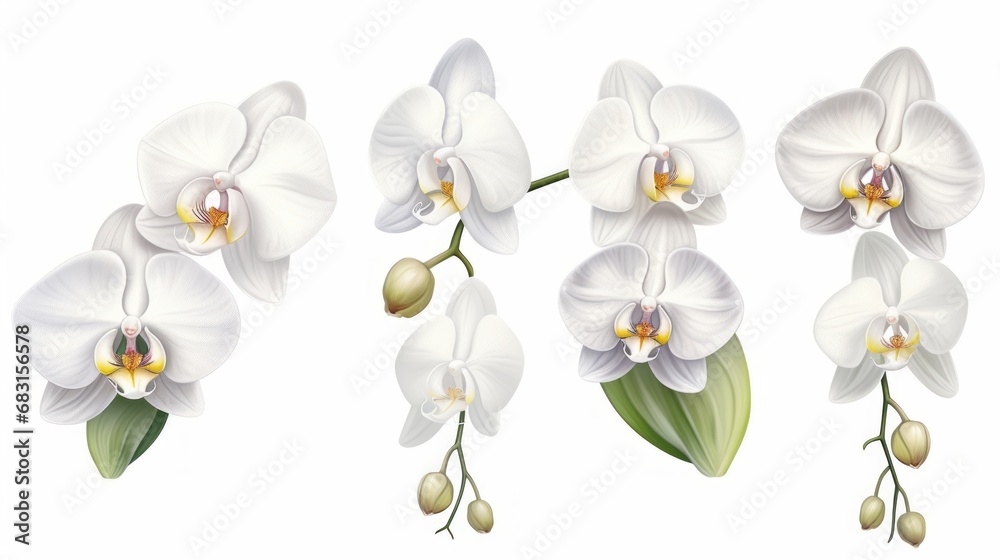 Orchid flower set Tropical plants, orchid floral watercolor ...