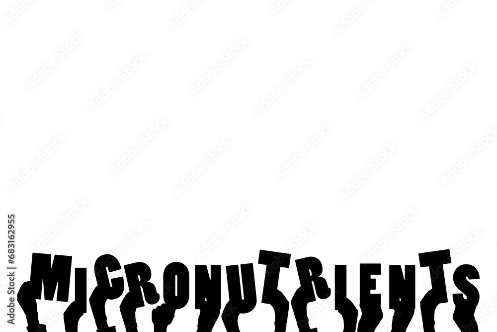 Digital png illustration of hands and micronutrients text on ...