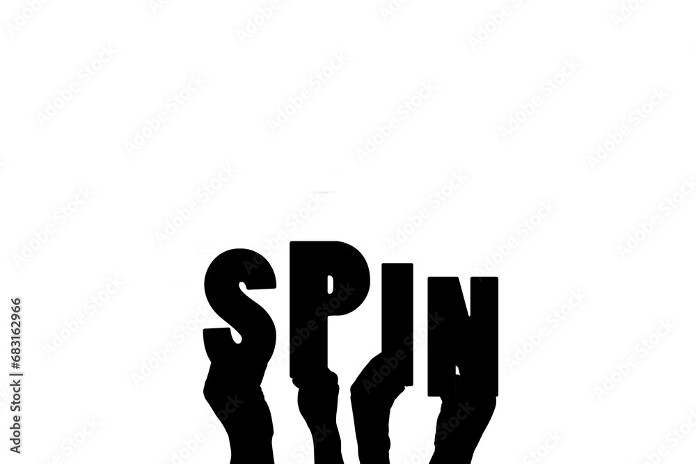 Digital png illustration of hands and spin text on transparent ...