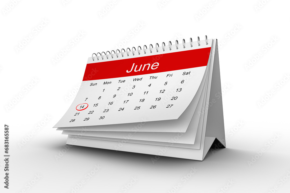Digital png illustration of calendar with june month and 14th day ...