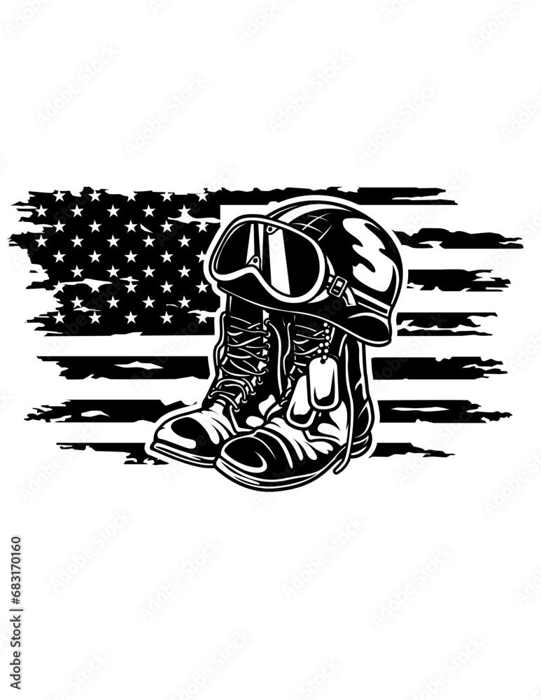 US Military Boots Illustration, Combat Shoes Clipart, Soldier Dad ...