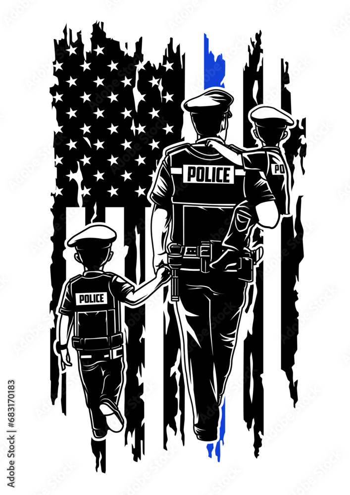 Police Dad Illustration, Policeman Cutfile, Dadlife KidLife Stencil ...
