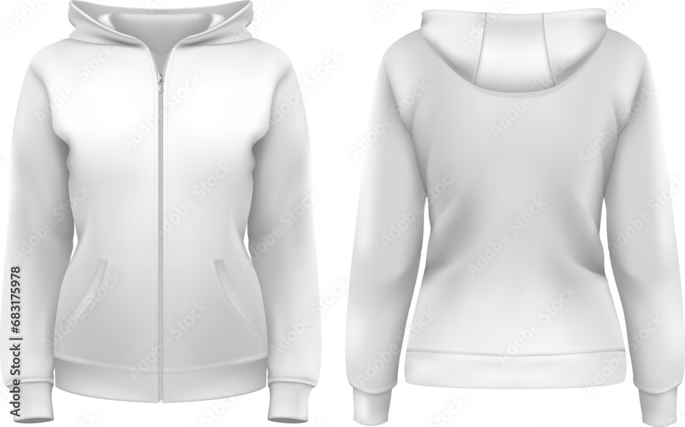 Realistic Hooded Sweater Fashion Sketch Design Vector Template Front ...