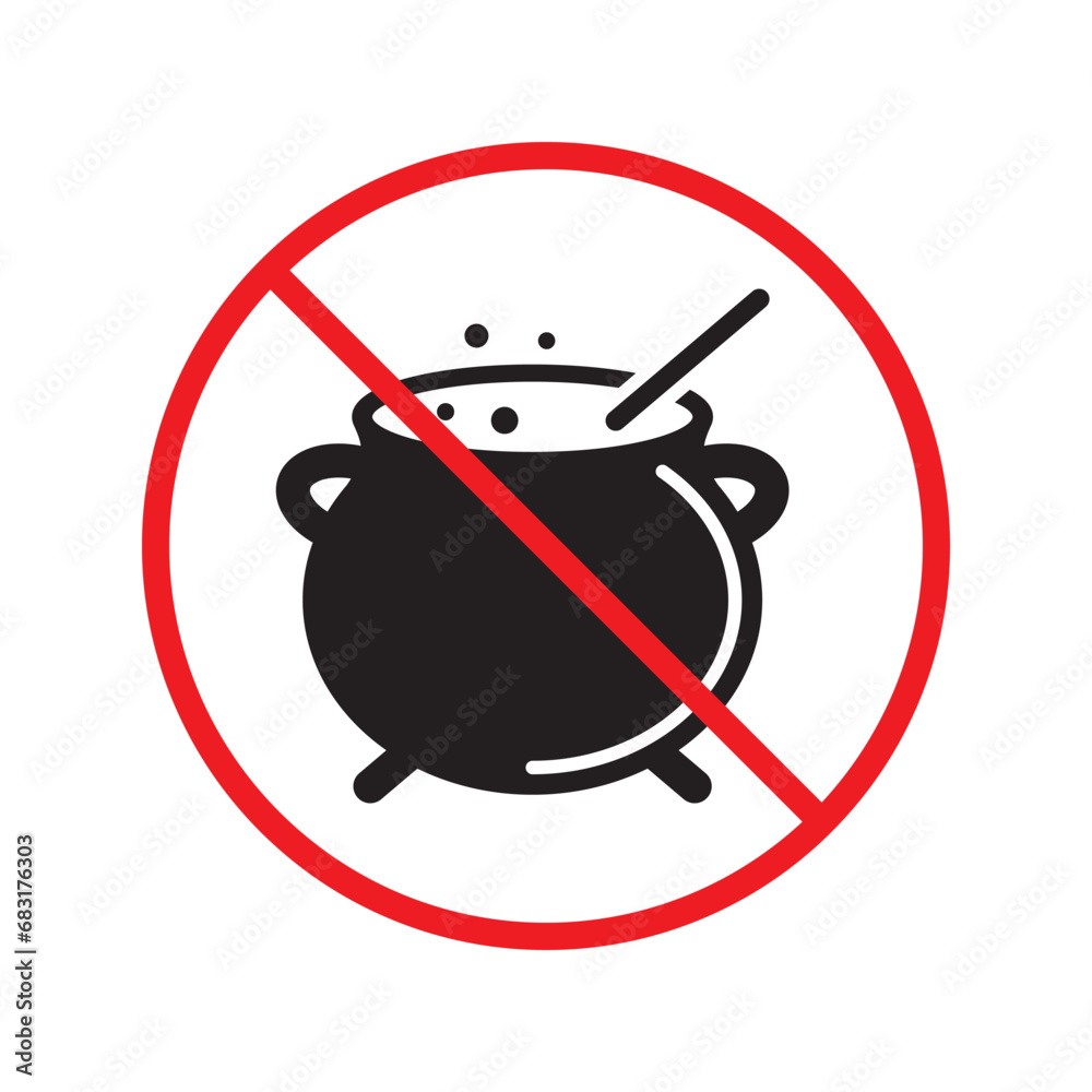 Forbidden cauldron vector icon. Warning, caution, attention ...