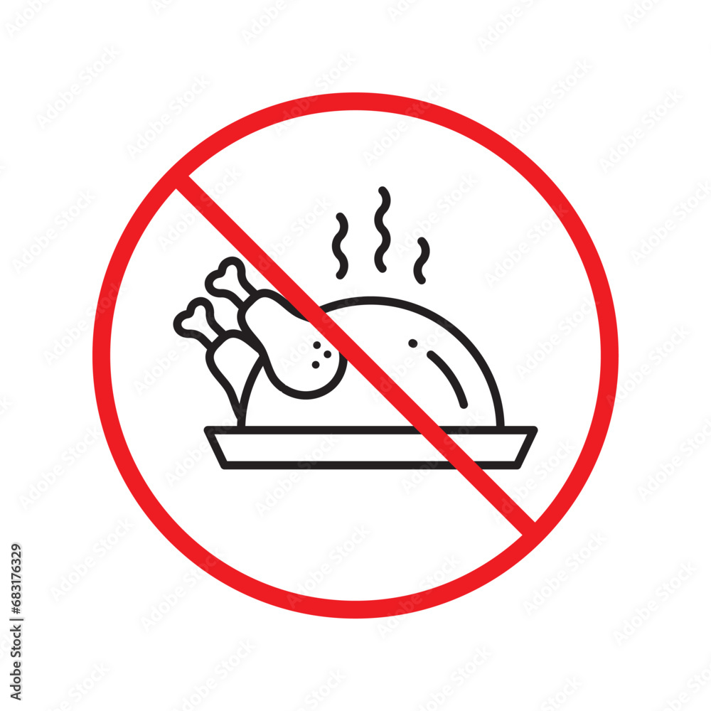 Forbidden chicken vector icon. Warning, caution, attention, restriction ...