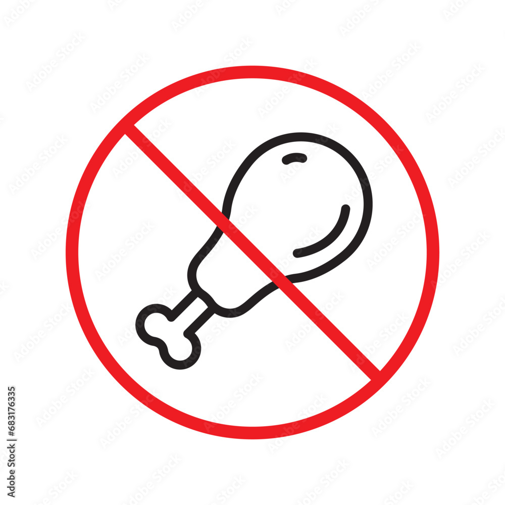 Forbidden chicken vector icon. Warning, caution, attention, restriction ...