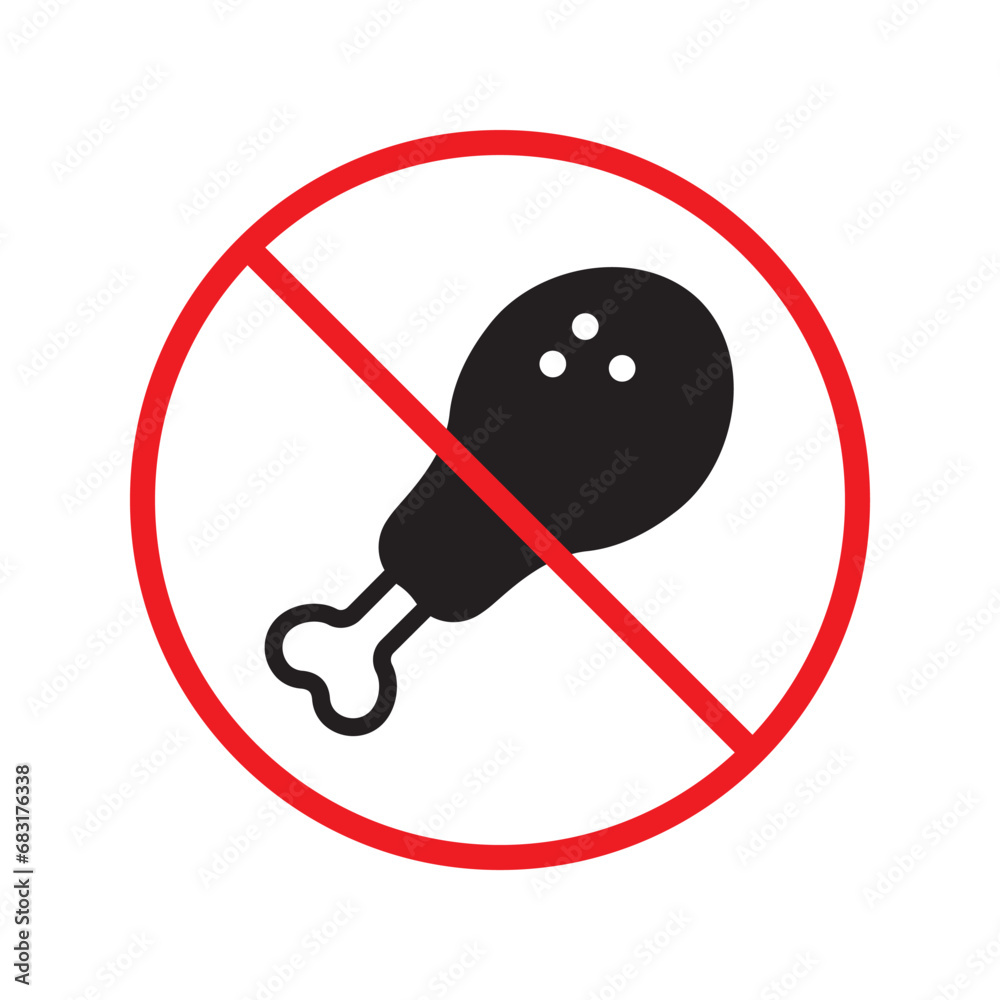 Forbidden chicken vector icon. Warning, caution, attention, restriction ...