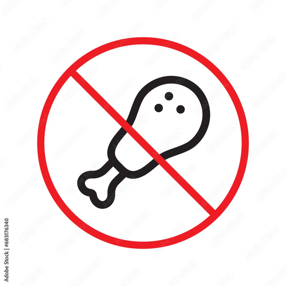 Forbidden chicken vector icon. Warning, caution, attention, restriction ...