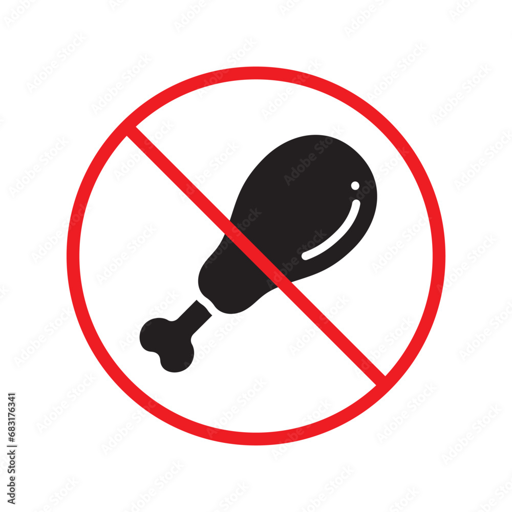 Forbidden chicken vector icon. Warning, caution, attention, restriction ...