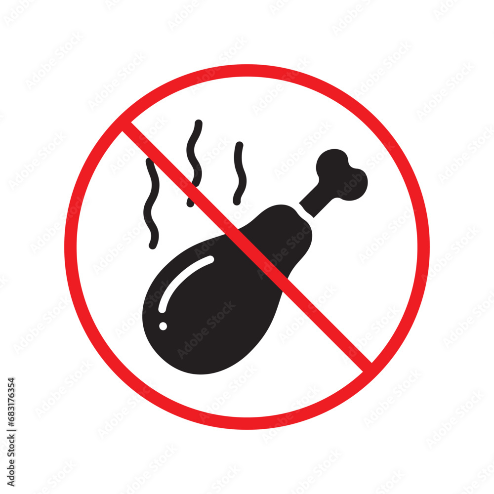 Forbidden chicken vector icon. Warning, caution, attention, restriction ...