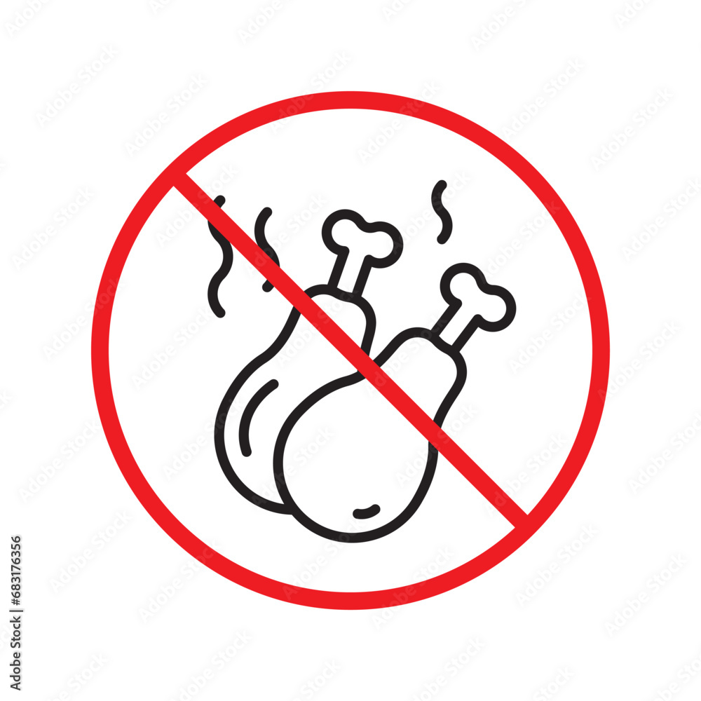 Forbidden chicken vector icon. Warning, caution, attention, restriction ...