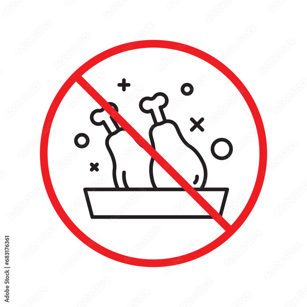 Forbidden chicken vector icon. Warning, caution, attention, restriction ...