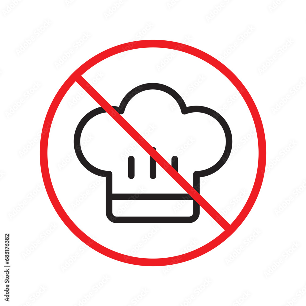 Forbidden chef cap vector icon. Warning, caution, attention ...