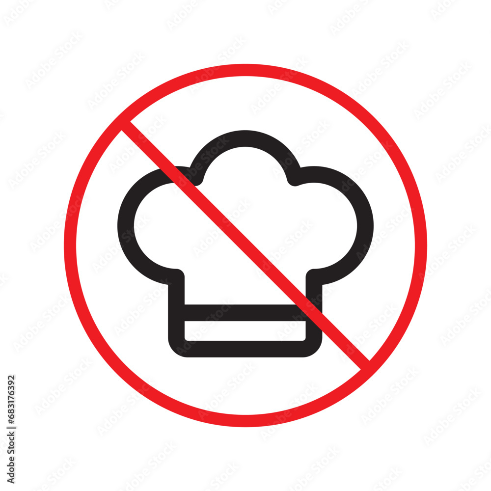 Forbidden chef cap vector icon. Warning, caution, attention ...