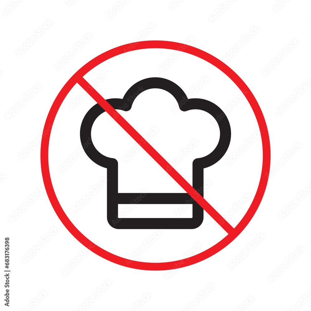 Forbidden chef cap vector icon. Warning, caution, attention ...