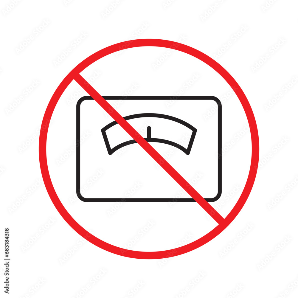 Prohibited scale weight vector icon. No scale weight icon. Forbidden ...