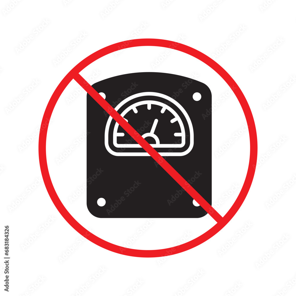 Prohibited scale weight vector icon. No scale weight icon. Forbidden ...