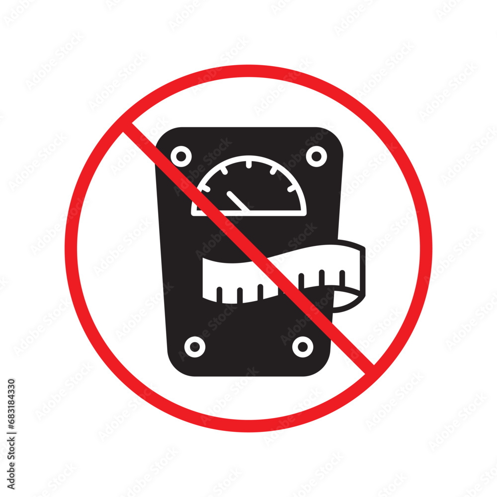 Prohibited scale weight vector icon. No scale weight icon. Forbidden ...