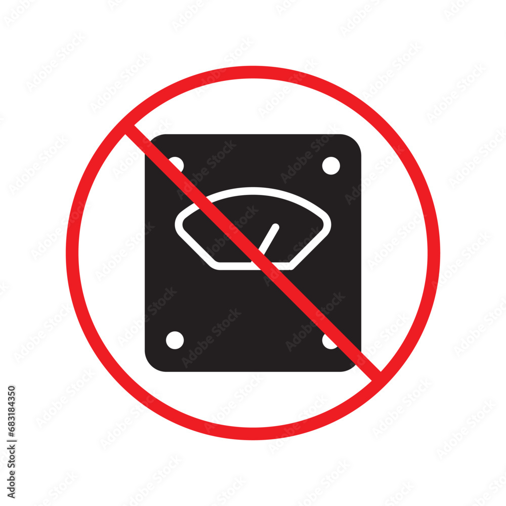 Prohibited scale weight vector icon. No scale weight icon. Forbidden ...