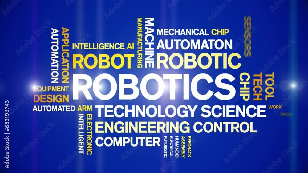 Robotics animated tag word cloud;text design animation kinetic ...