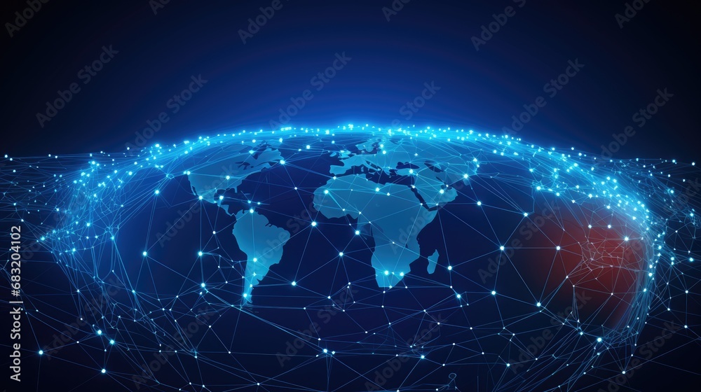 Map grid connection of the planet earth. Global network design ...