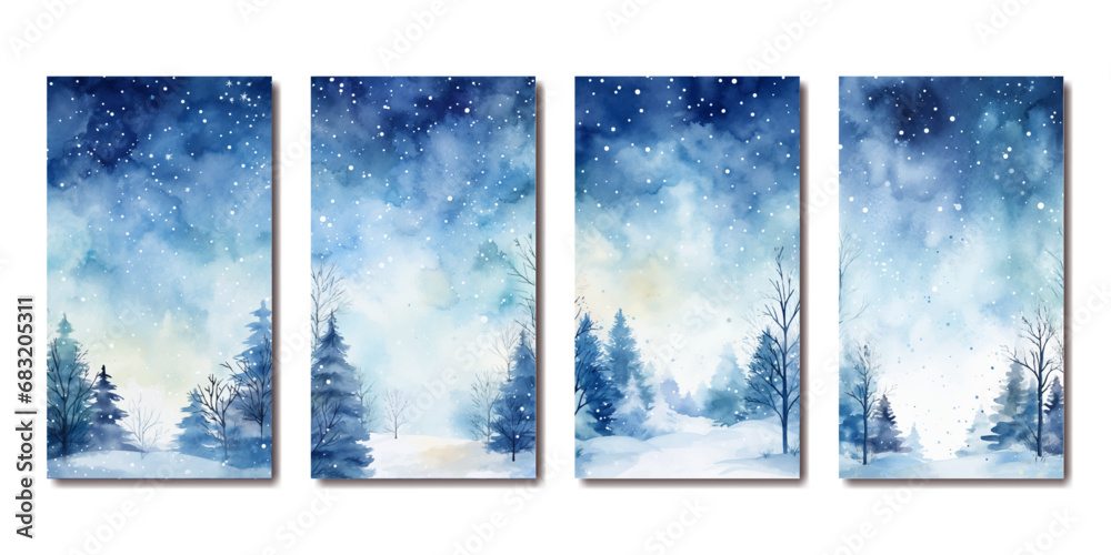 Modern winter background landscape. Snowy Vector illustration. Snowfall ...